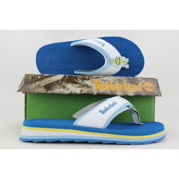 Timberland | Shoes | Gradeschool Slide Flip Flop Whiteblue 62995 | Poshmark